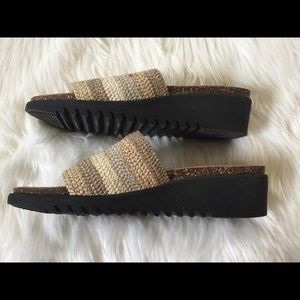 Judith | Shoes | Judith Shades Of Beige Fabric Wedge Slidessize 8m ...